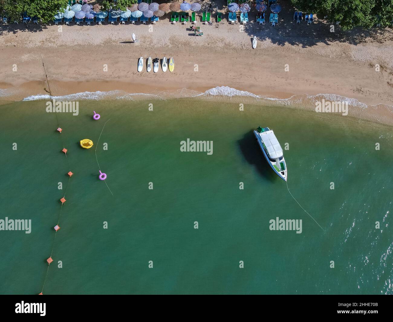 Sunset on Cosy Beach Pattaya Thailand, drone view on the beach during ...