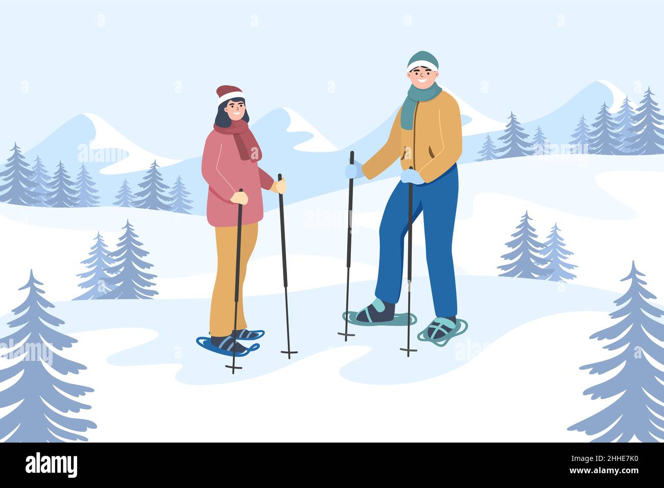 Hand drawn snowshoeing illustration Vector illustration Stock Vector ...