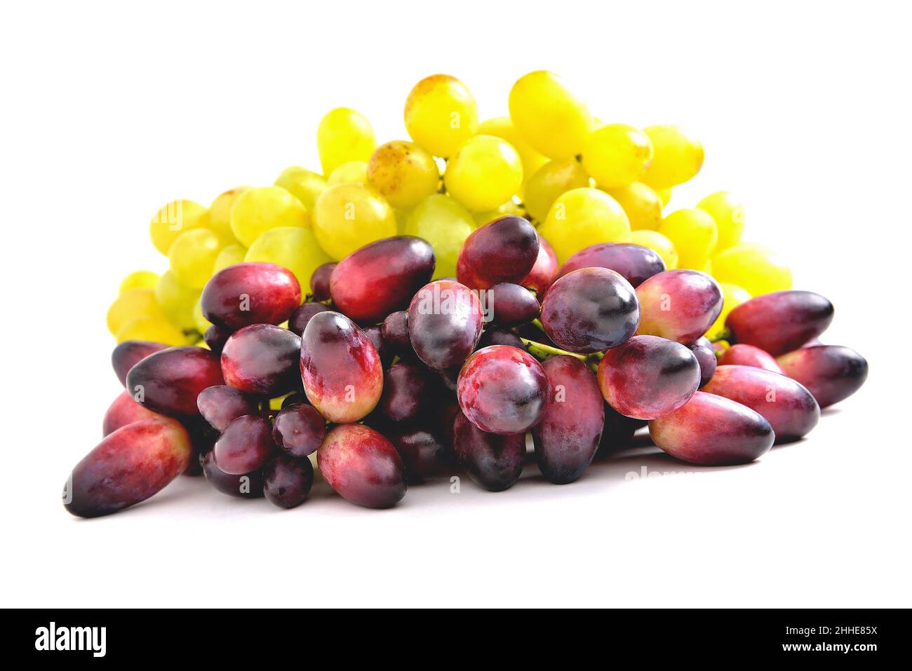 grapes on a white background, bunches of grapes of different varieties ...