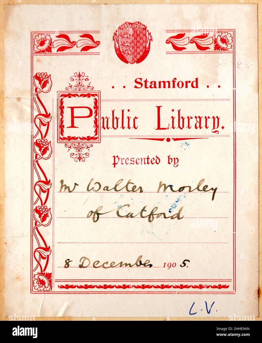 Stamford Public Library bookplate - donation from Walter Morley Stock ...