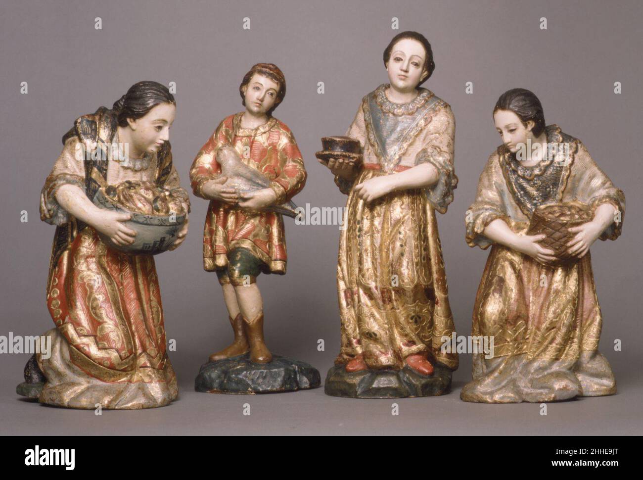 Kneeling woman with a bowl (from a nativity) 18th century Guatemalan ...