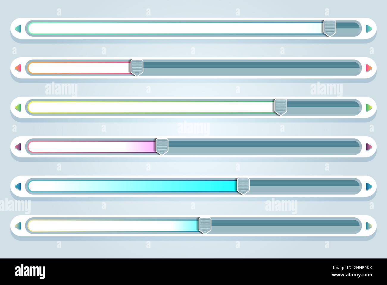 Gradient user interface sliders set Vector illustration Stock Vector ...