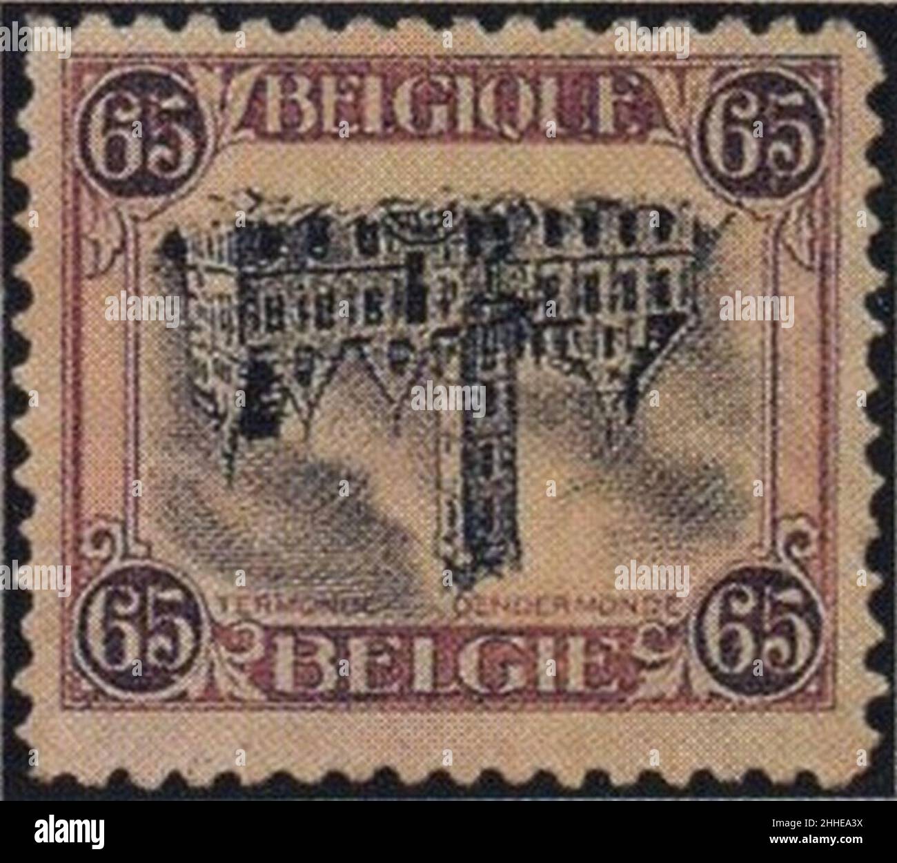 Stamp Belgium 65c 1920 invert Stock Photo - Alamy