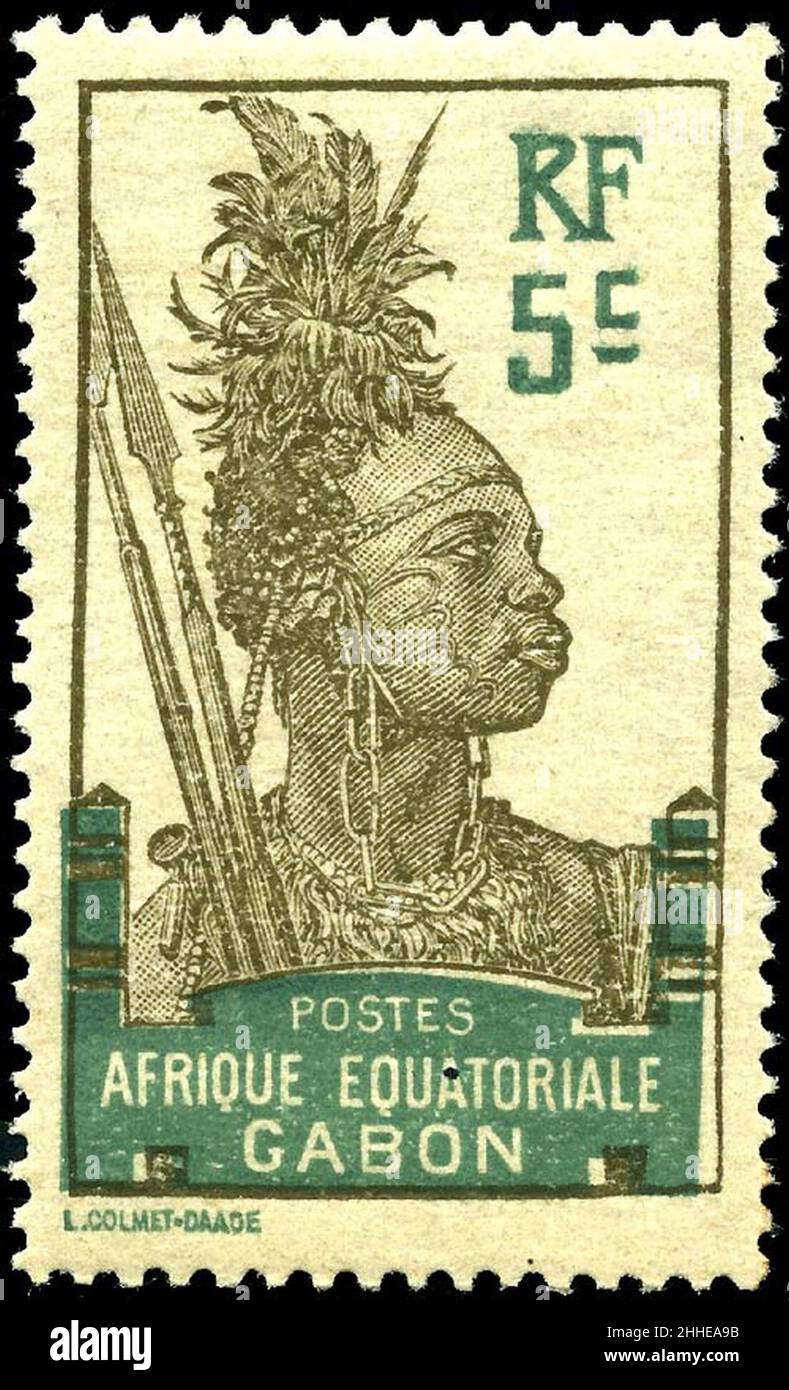 Stamp Gabon 1910 AE 5c Stock Photo - Alamy