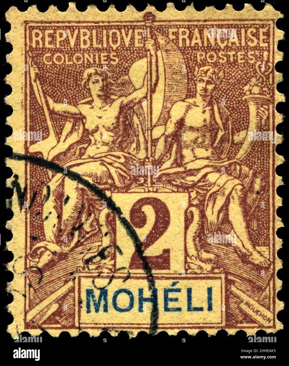 Stamp Moheli 1906 2c Stock Photo - Alamy