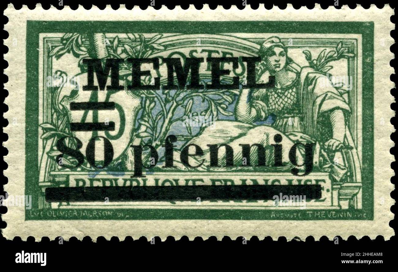 Stamp Memel 1920 80pf on 45c Stock Photo - Alamy