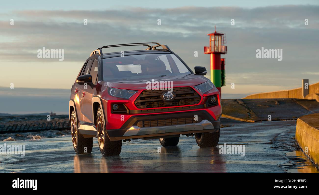 Toyota RAV4 Adventure on a seascape background Stock Photo - Alamy
