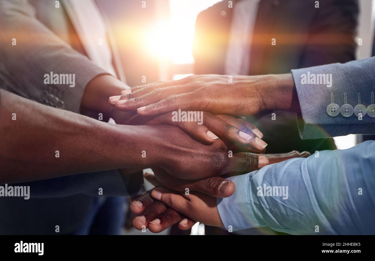 Group of diversity people hands stack support together Stock Photo - Alamy