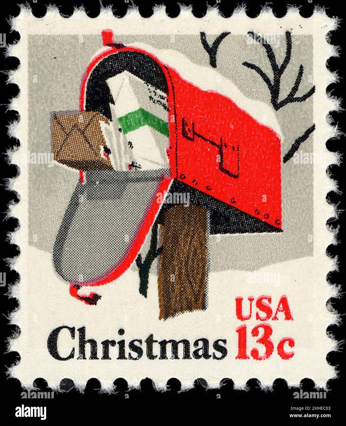 Stamp US 1977 13c rural mailbox Stock Photo - Alamy
