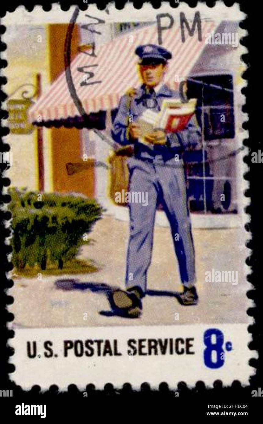 Stamp US 1973 8c mailman Stock Photo - Alamy
