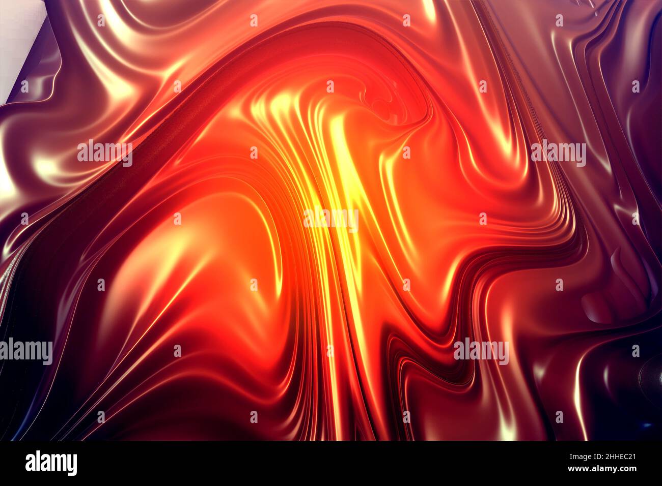 volcanic lava concept in red and orange color, 3d fractal background ...
