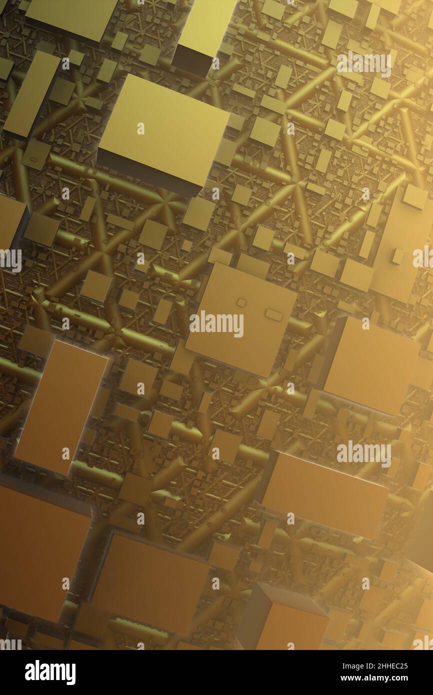 nanotechnology concept, microchips and electronics, honeycomb, 3d ...