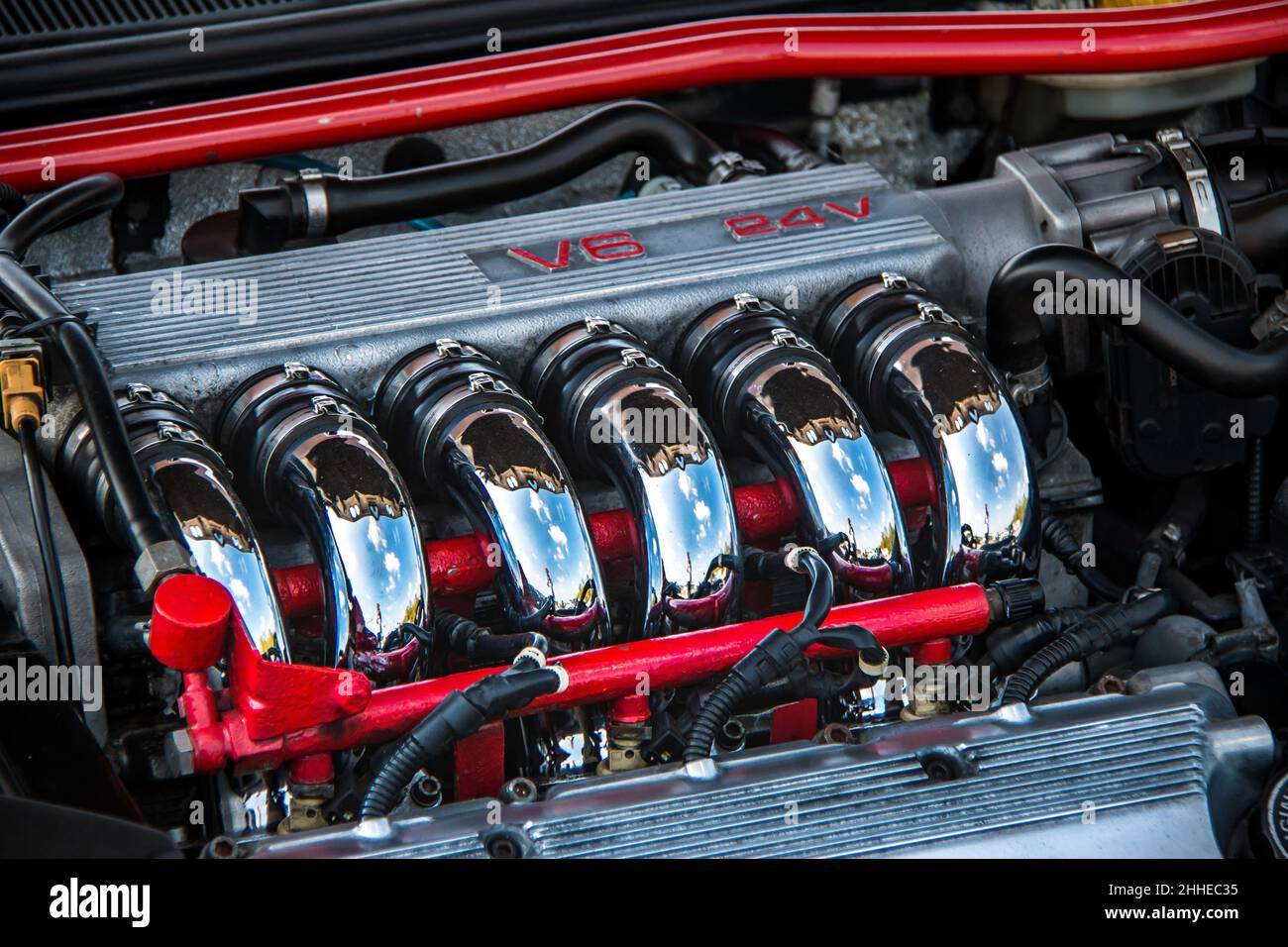 An Alfa Romeo V6 Busso engine Stock Photo - Alamy