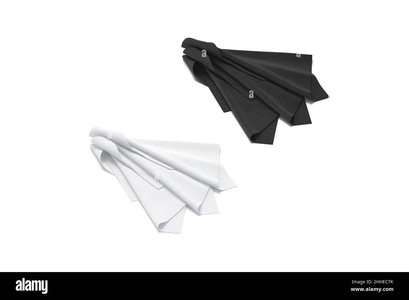 Blank black and white twisted fabric samples mockup, side view Stock ...