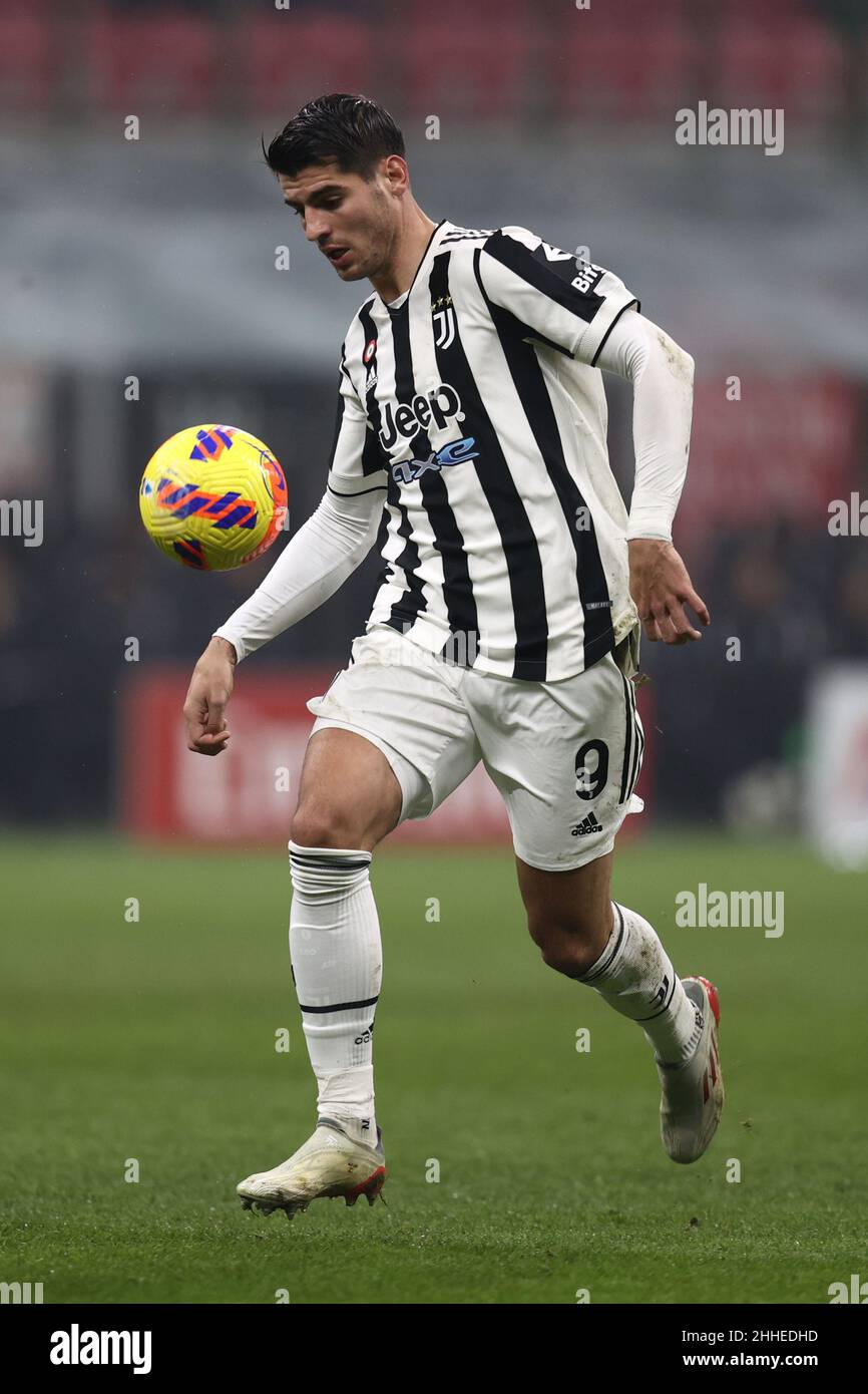San Siro stadium, Milan, Italy, January 23, 2022, Alvaro Morata ...