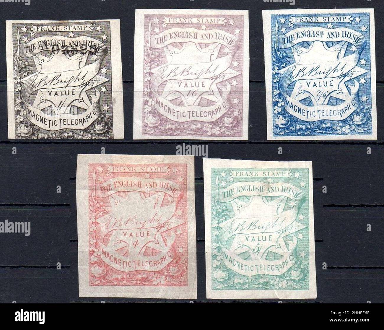 Stamps of the English & Irish Magnetic Telegraph Co Stock Photo - Alamy