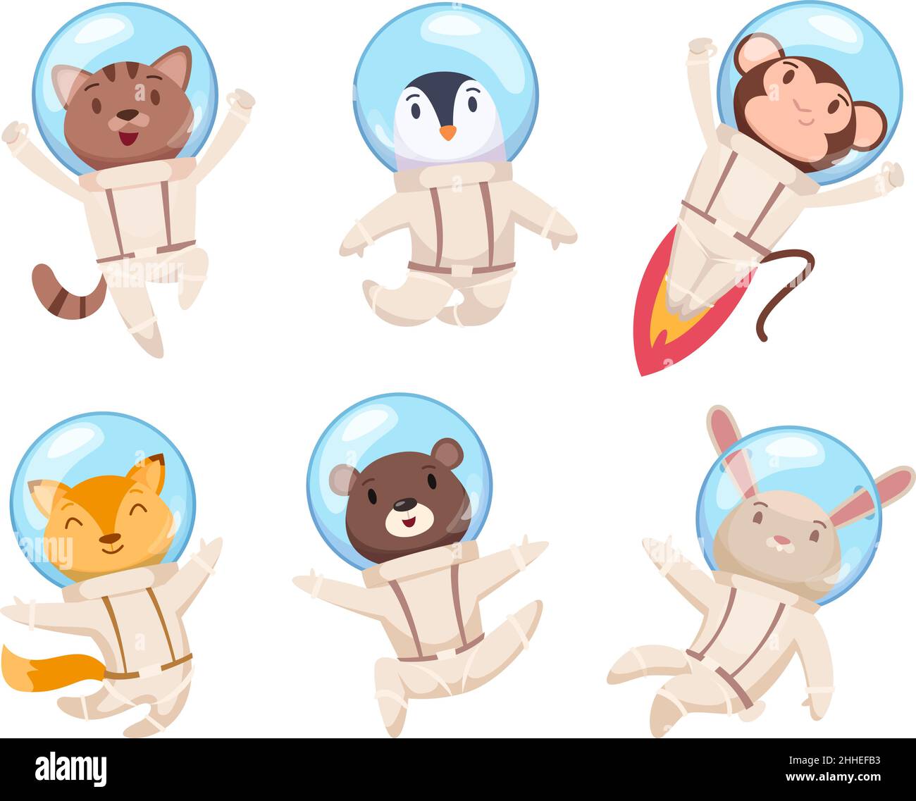 Animals astronauts. Cute pets in space helmets universe travelling dogs ...