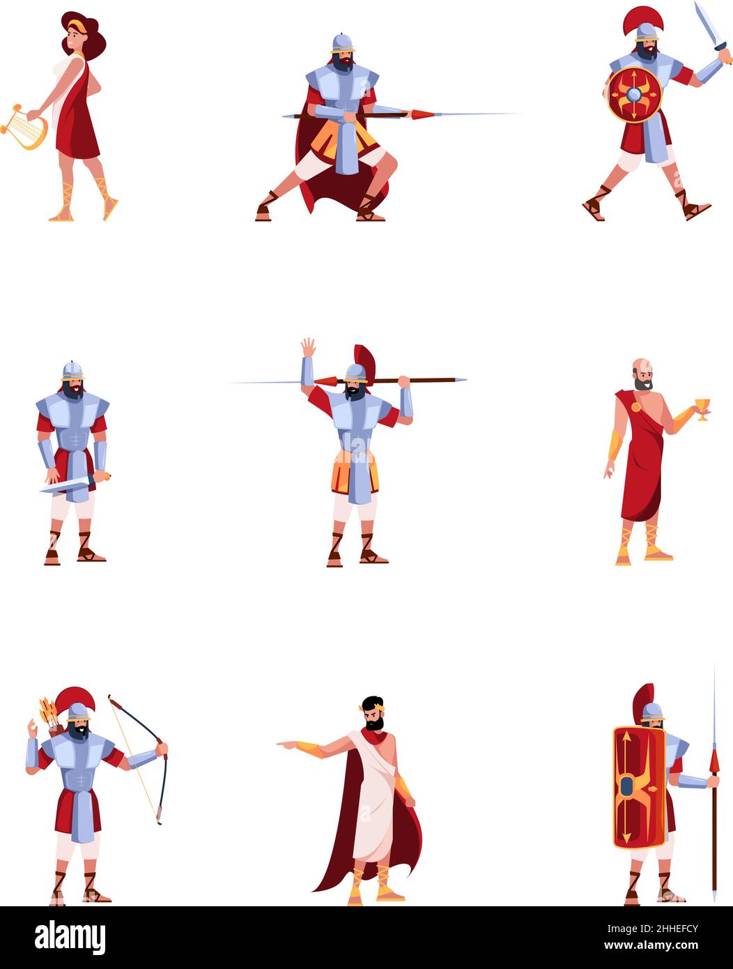 Ancient characters. Rome or greece warriors and writers medieval ...
