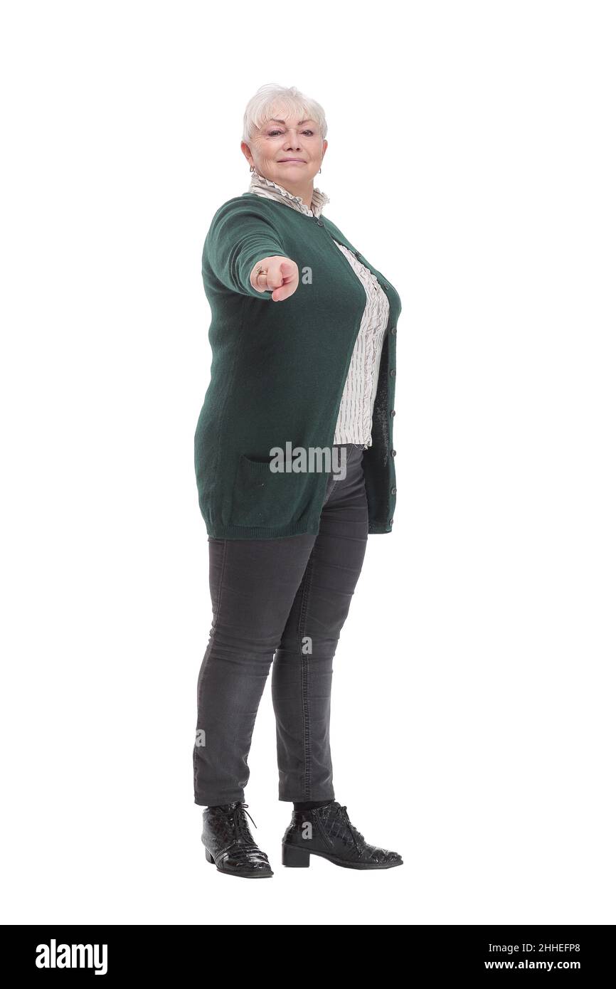 Old woman standing serious Cut Out Stock Images & Pictures - Alamy