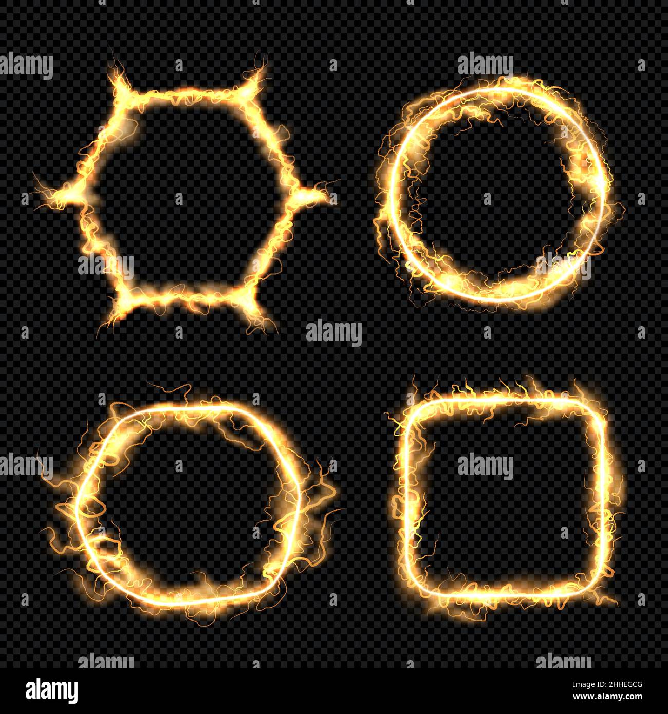 Electric circles. Geometric shapes with glowing light futuristic effect ...