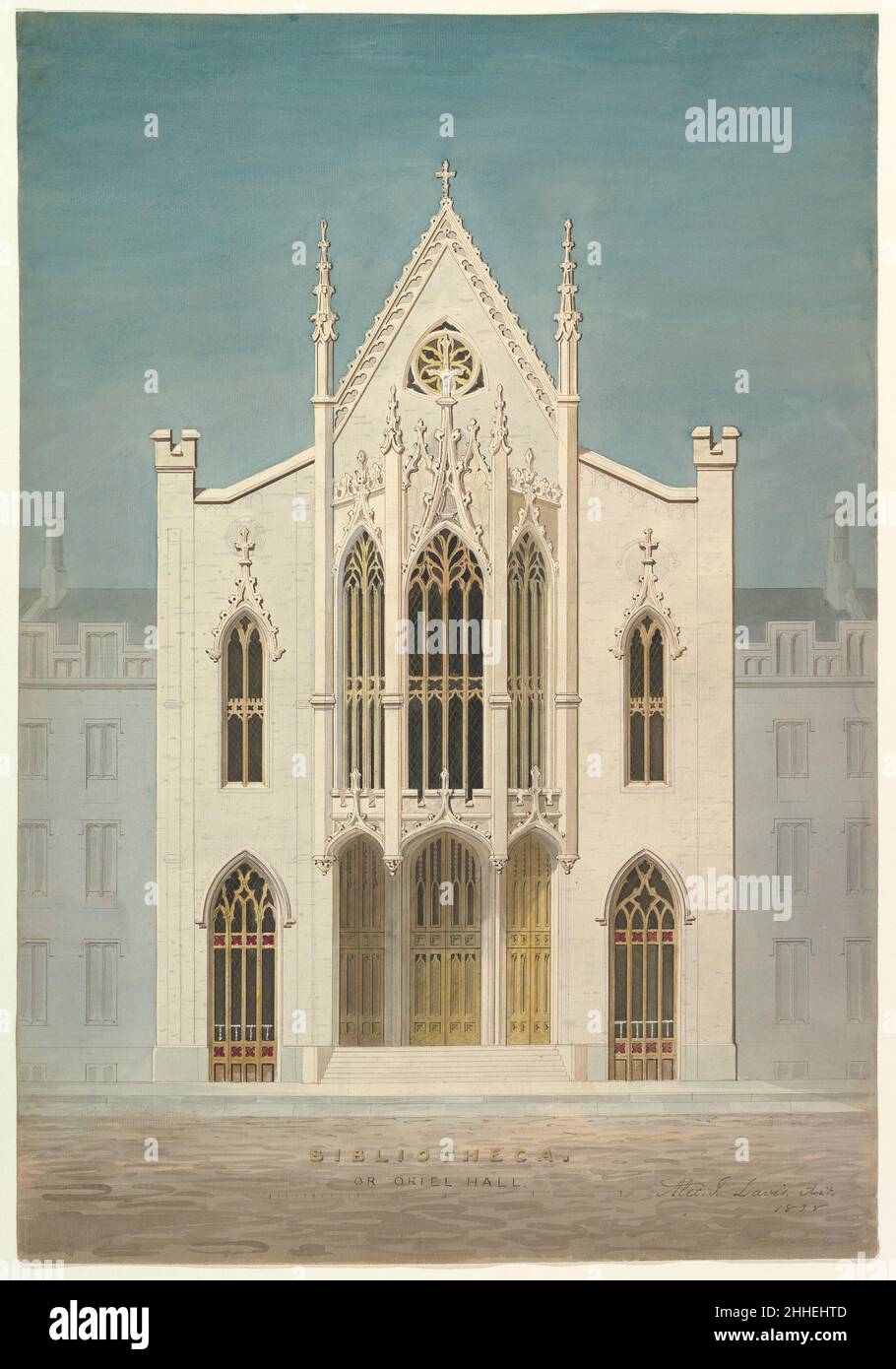 Study for a Library (front elevation) 1838 Alexander Jackson Davis ...