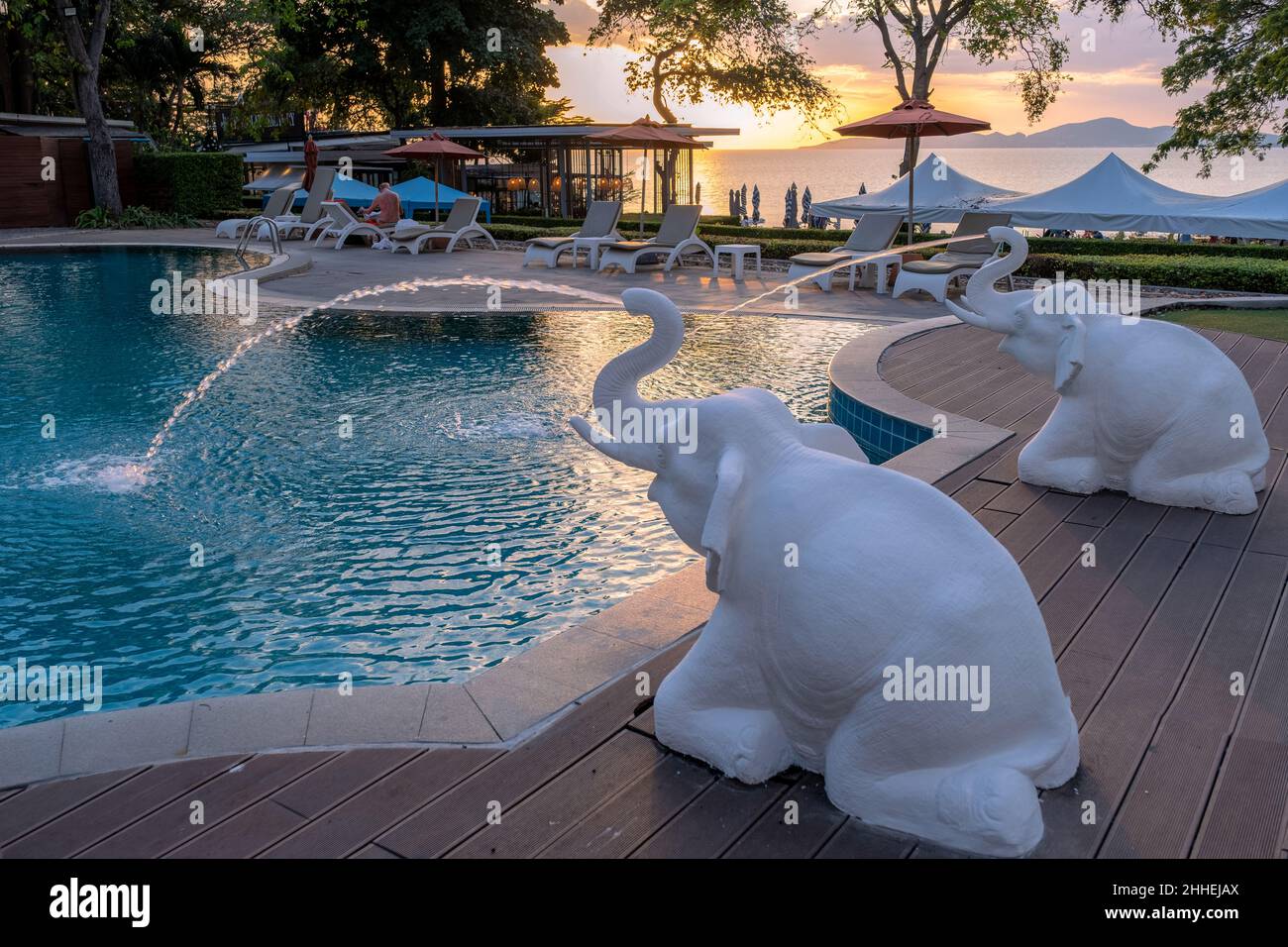 Pattaya Thailand January 2022, sunset at Cosy Beach Thailand Pattaya at ...