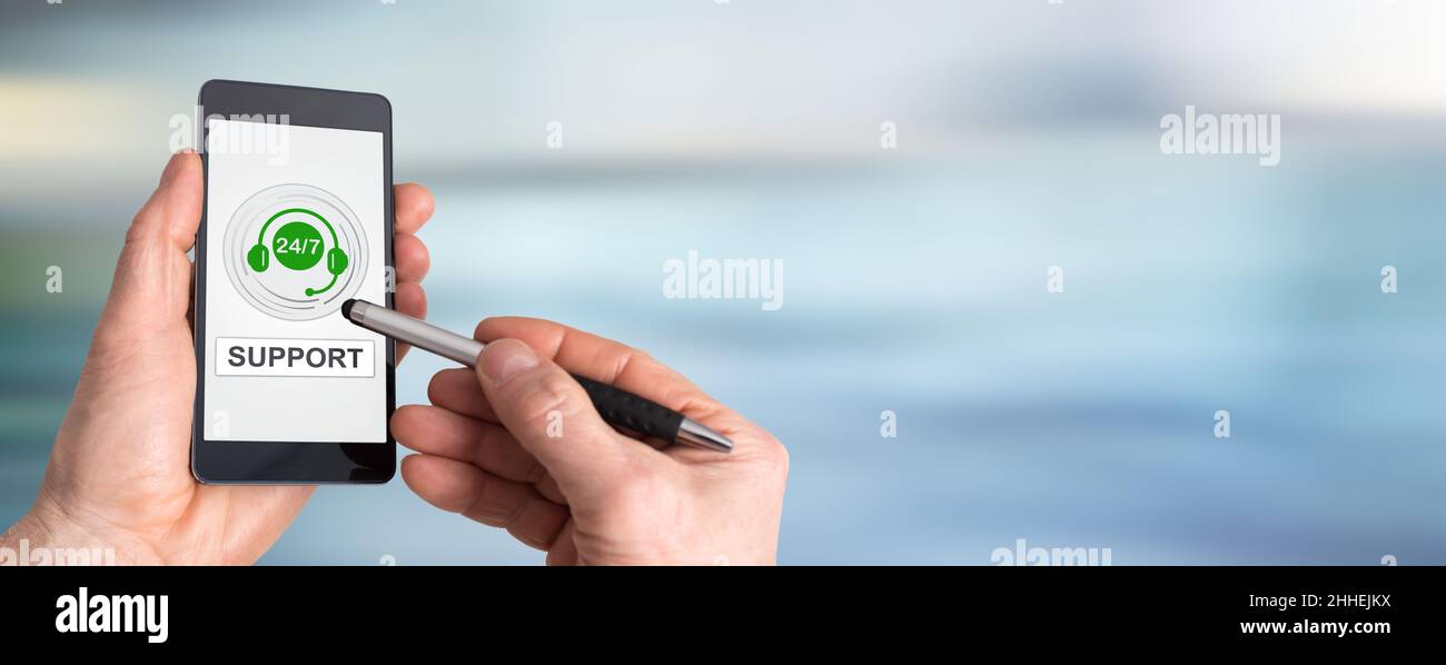 Smartphone screen displaying a support concept Stock Photo - Alamy