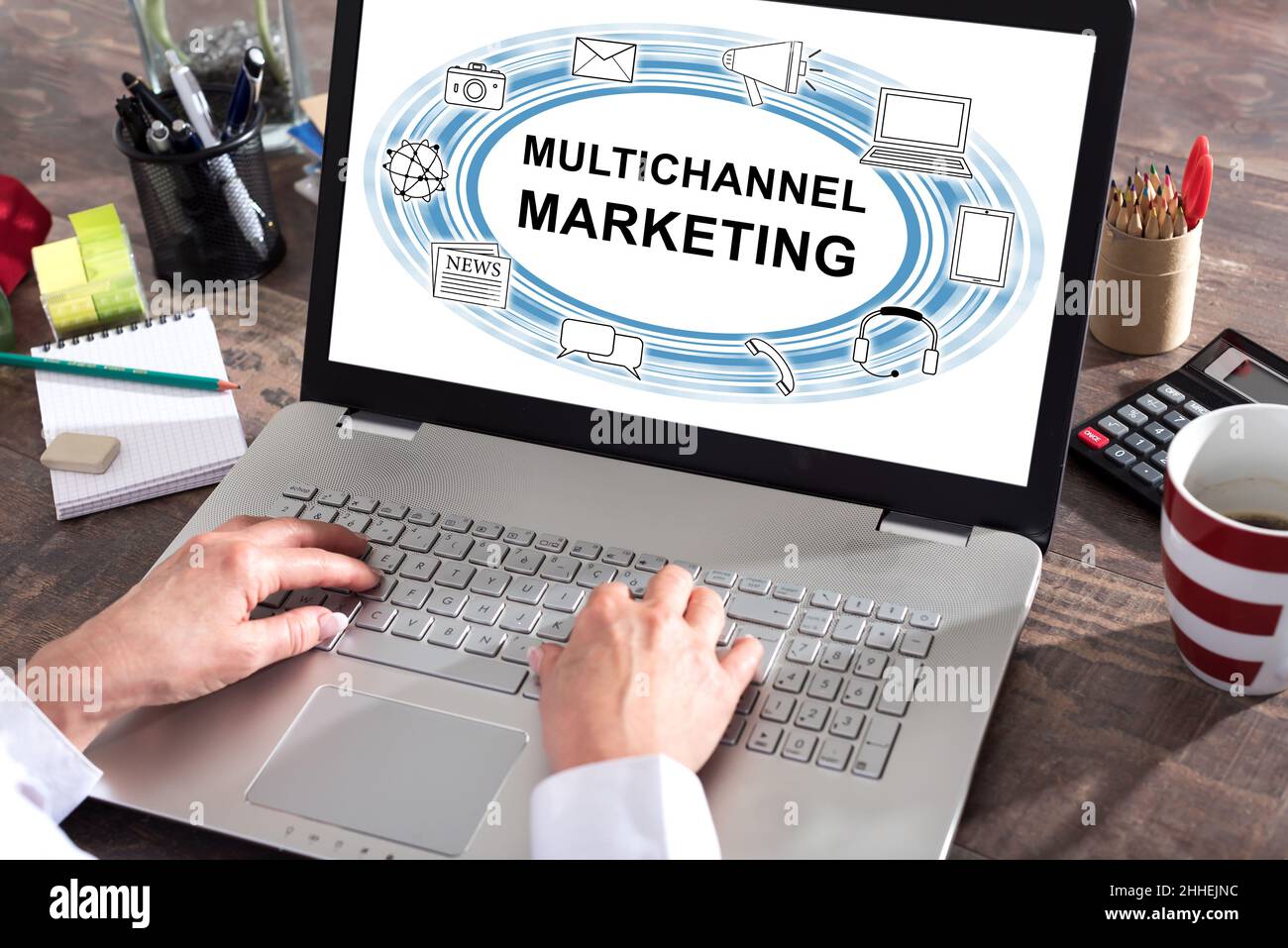 Multichannel marketing concept shown on a laptop screen Stock Photo - Alamy