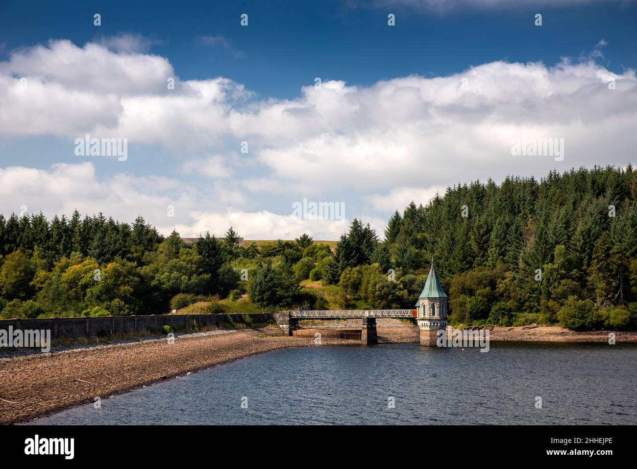 UK, Wales, Merthyr Tydfil, Pontsticill Reservoir dam and overflow ...