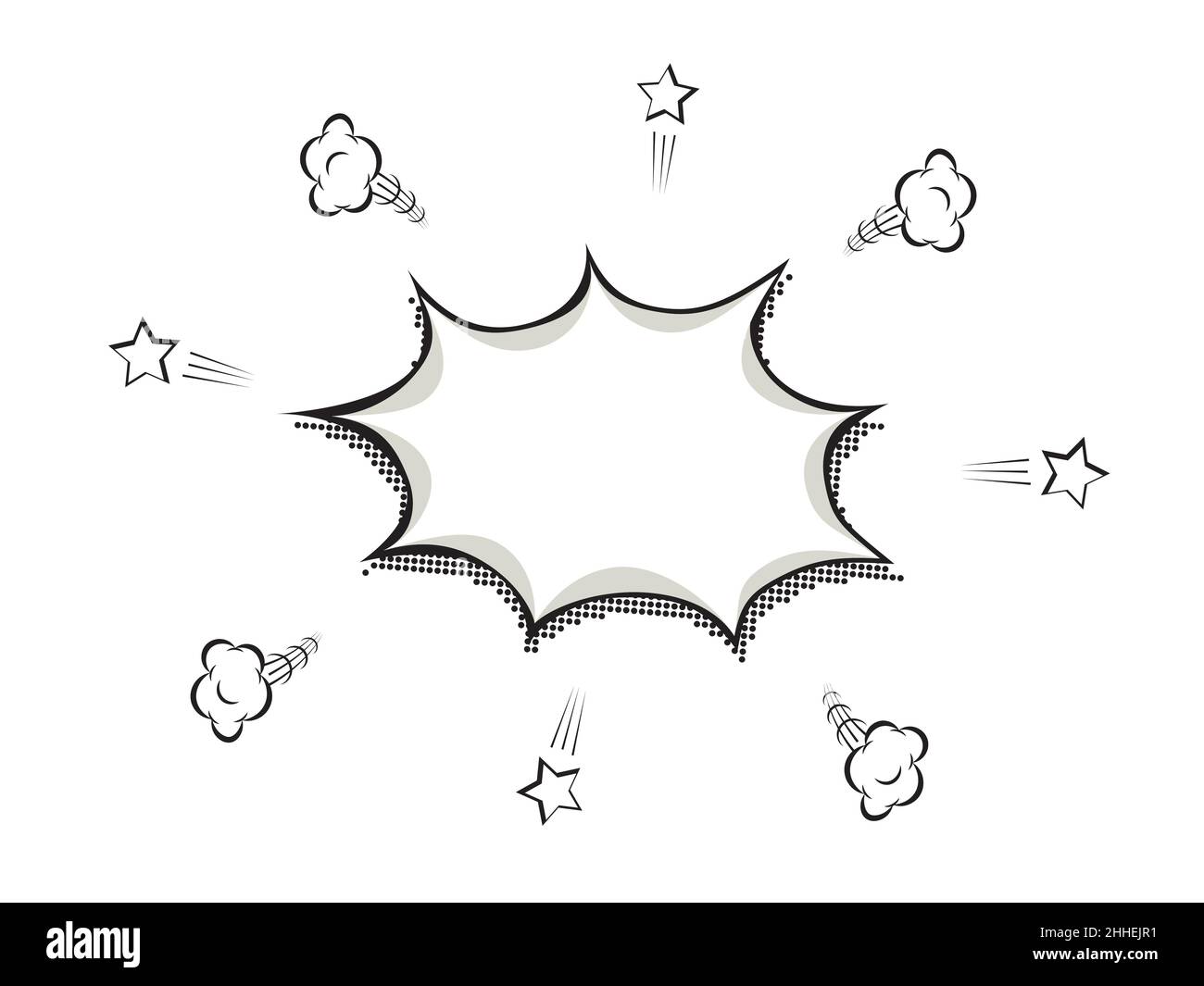 Speech bubbles with clouds and stars vector illustration. Empty comic ...