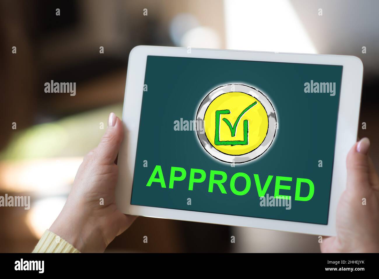 Tablet screen displaying a validation concept Stock Photo - Alamy