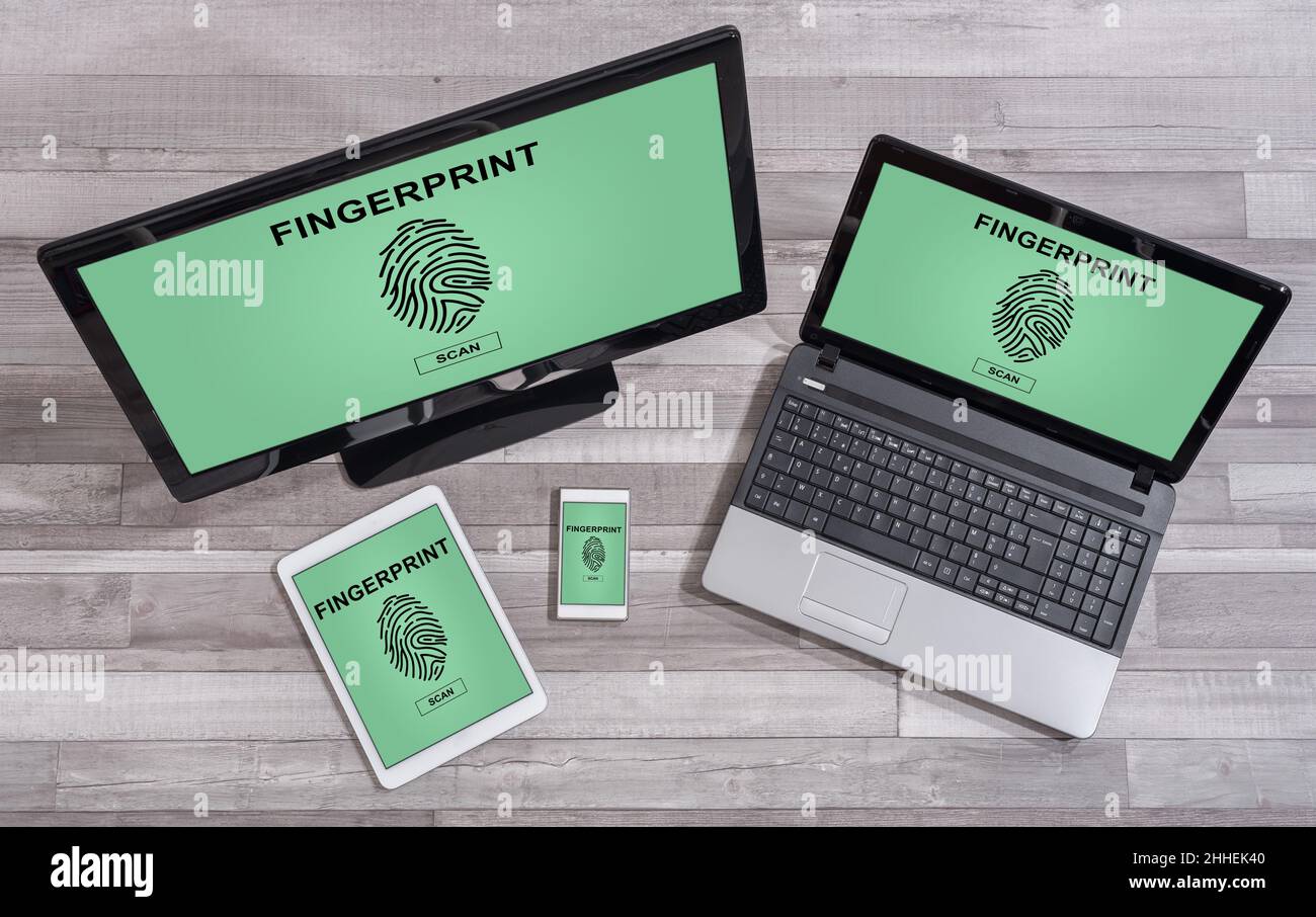 Internet security concept shown on different information technology ...