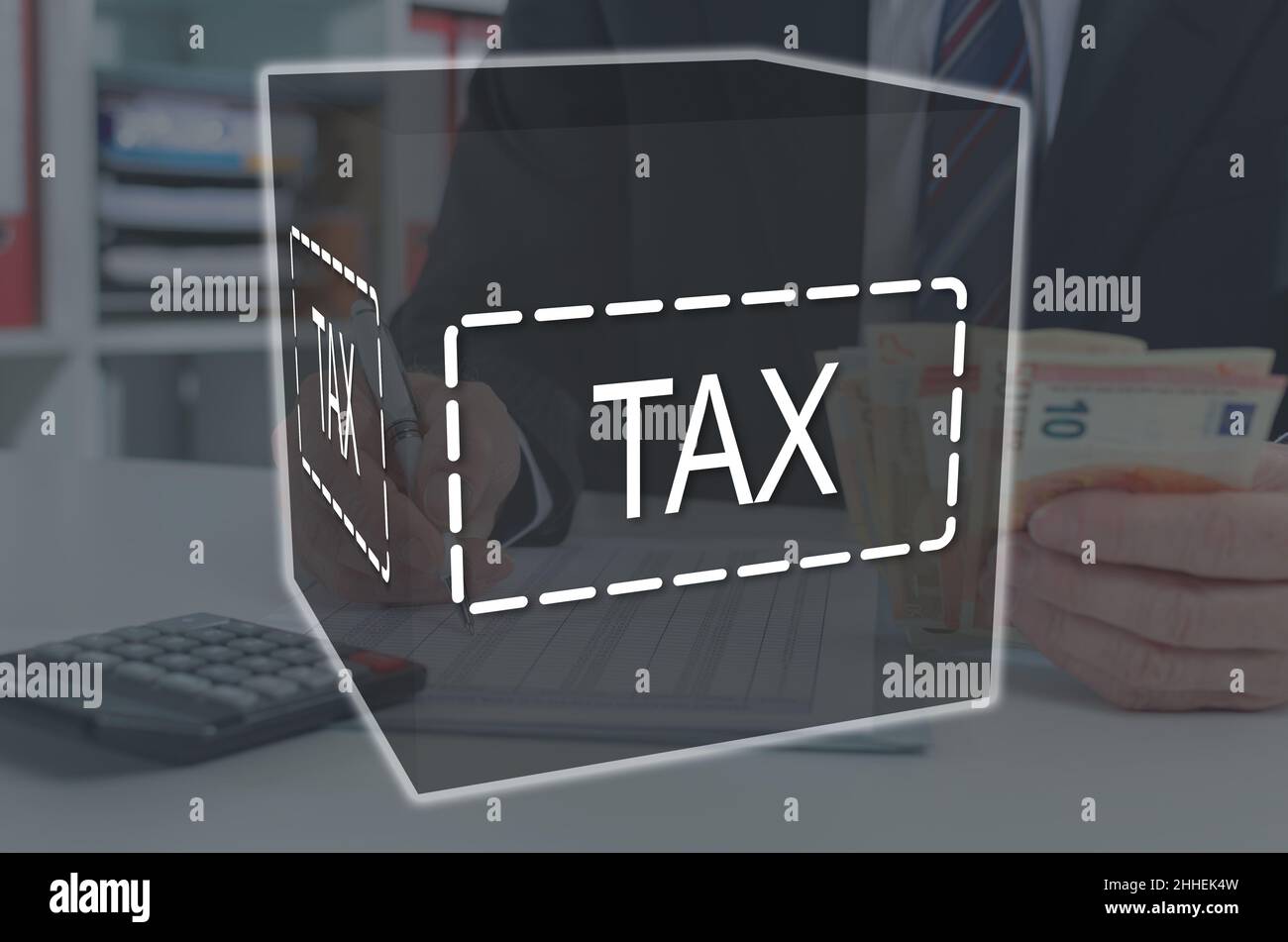 Tax concept illustrated by a picture on background Stock Photo - Alamy