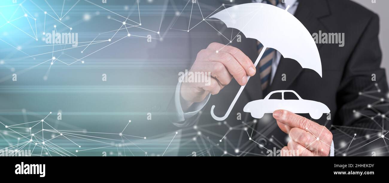 Symbol of auto coverage by a general agent; panoramic banner Stock ...