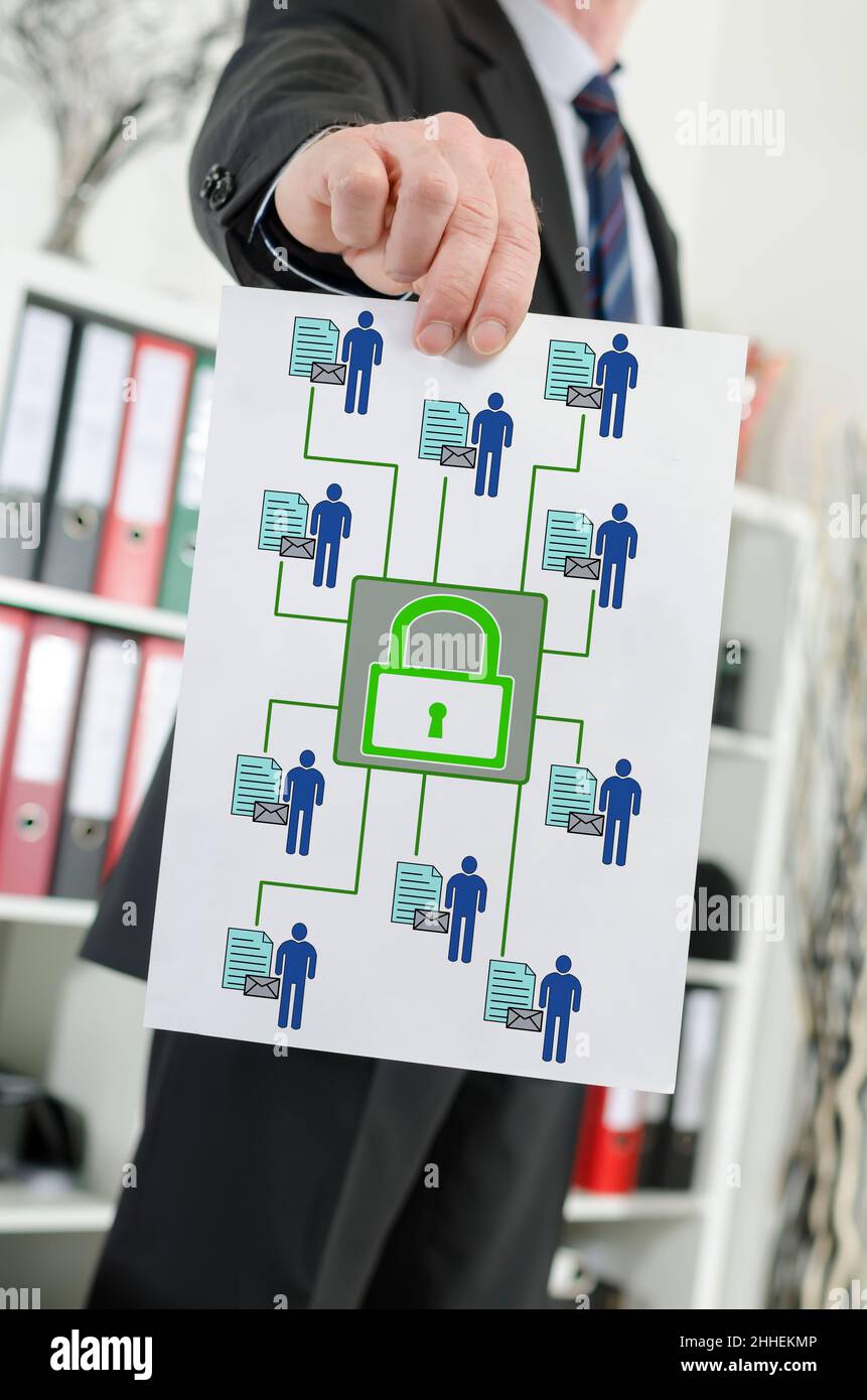 Paper showing personal data security concept held by a businessman ...