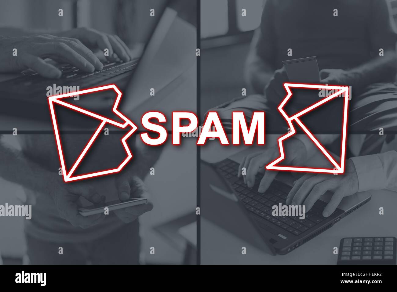 Spam concept illustrated by pictures on background Stock Photo - Alamy