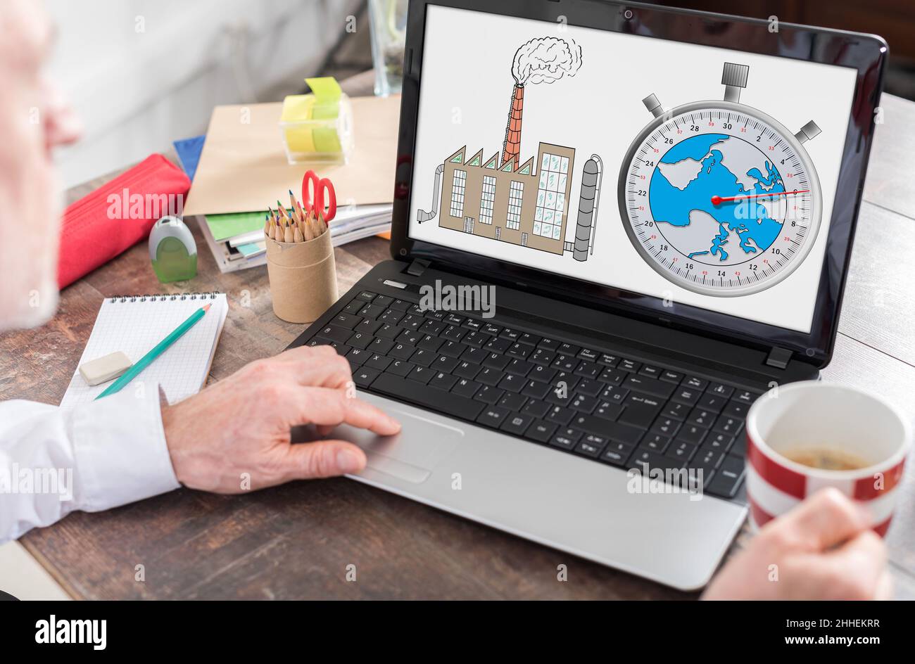 Climate change concept shown on a laptop screen Stock Photo - Alamy