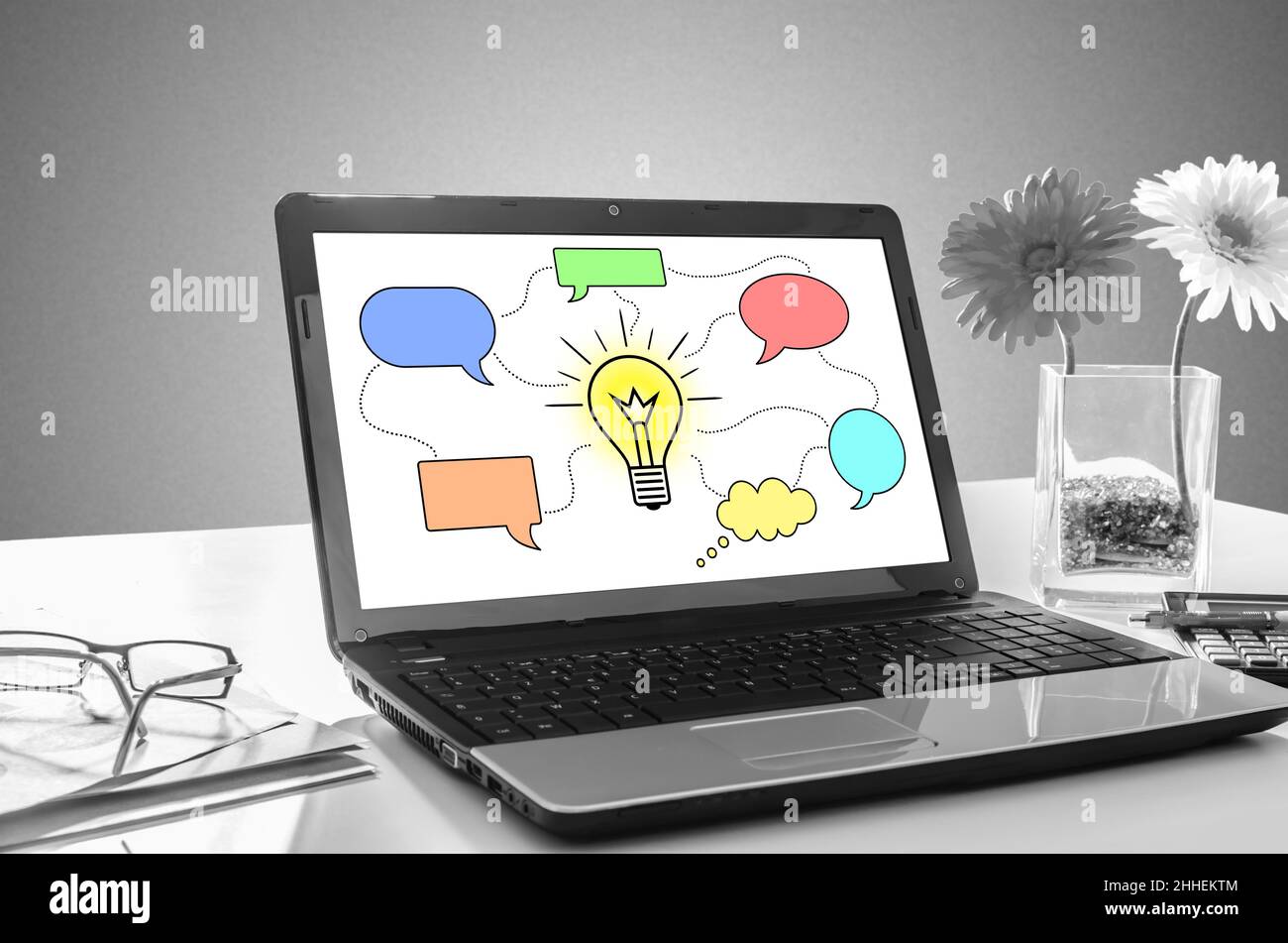 Laptop screen showing idea concept Stock Photo - Alamy