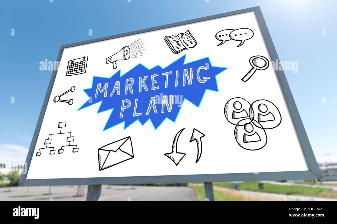 Marketing plan concept drawn on a billboard Stock Photo - Alamy