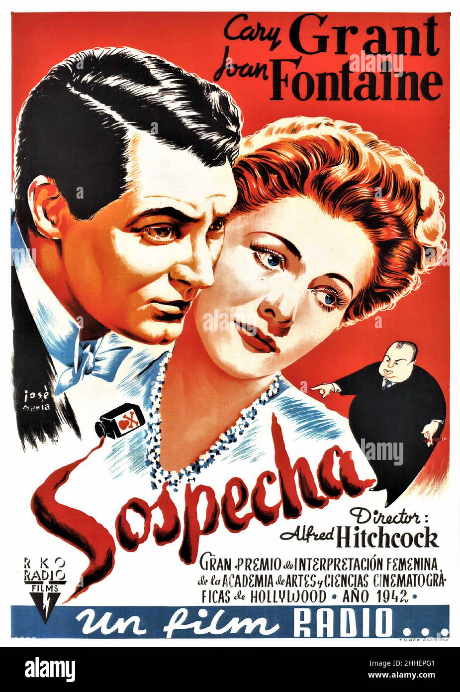CARY GRANT and JOAN FONTAINE in SUSPICION (1941), directed by ALFRED ...