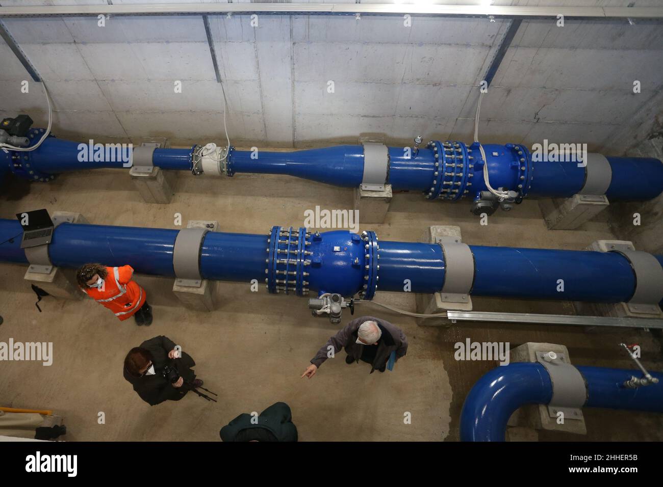 Underwater pipe for drinking water, connect Aegina island with the ...