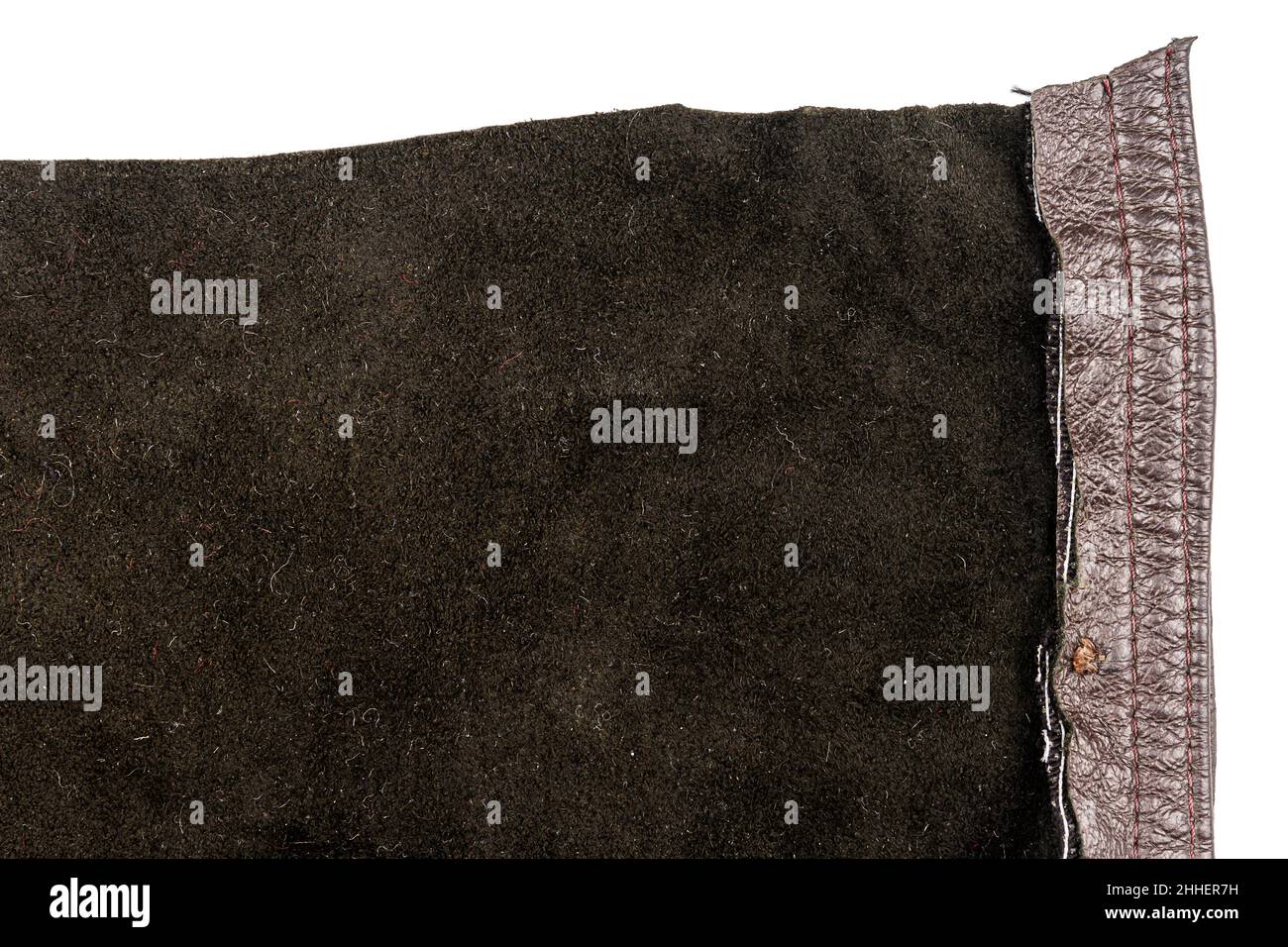 Piece of brown leather isolated on white background. Back side Stock ...