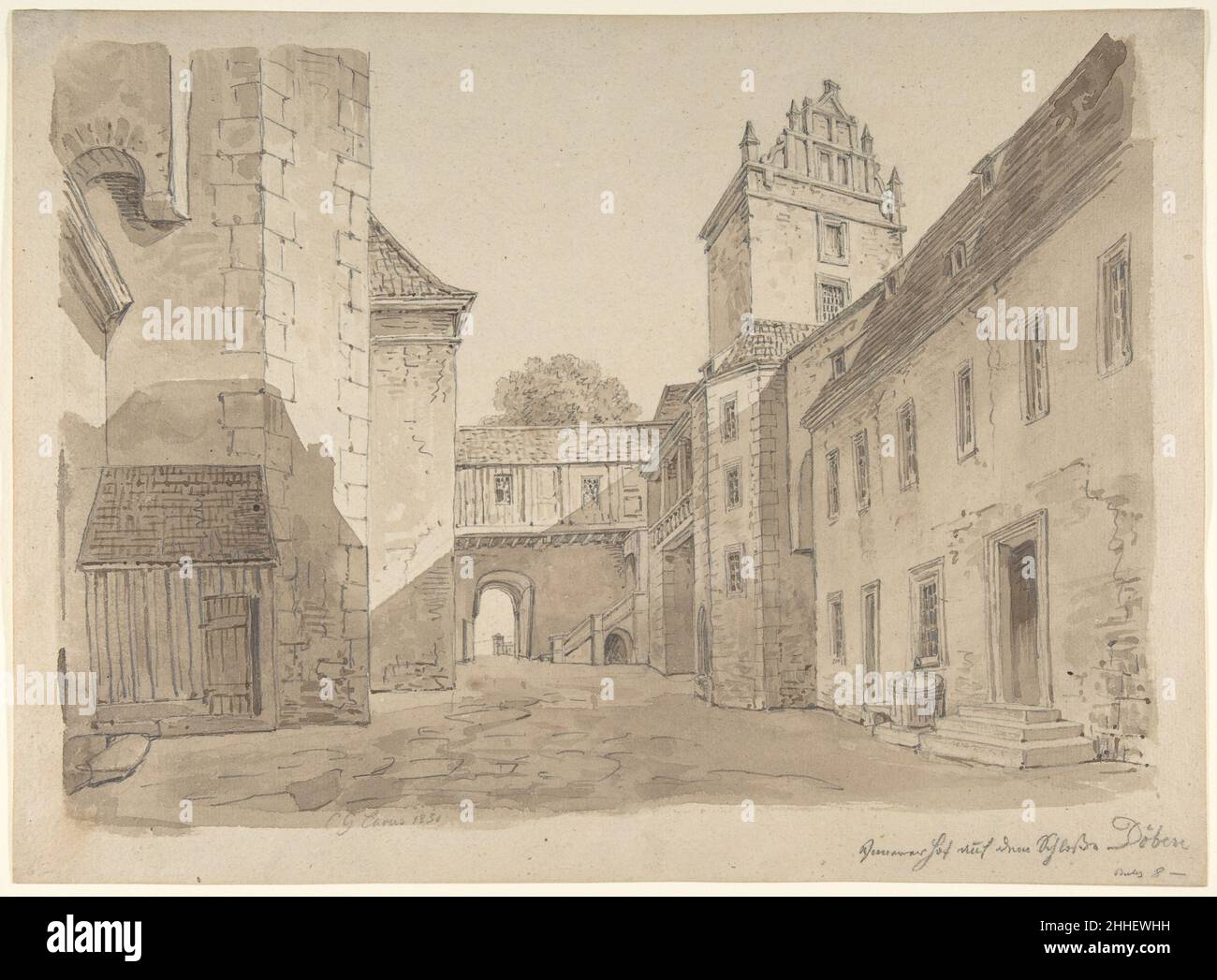 View of the Courtyard of the Castle at Döben 1800–1869 Carl Gustav ...