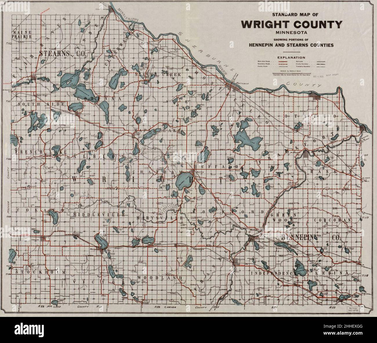 Standard map of Wright County, Minnesota - showing portions of Hennepin ...