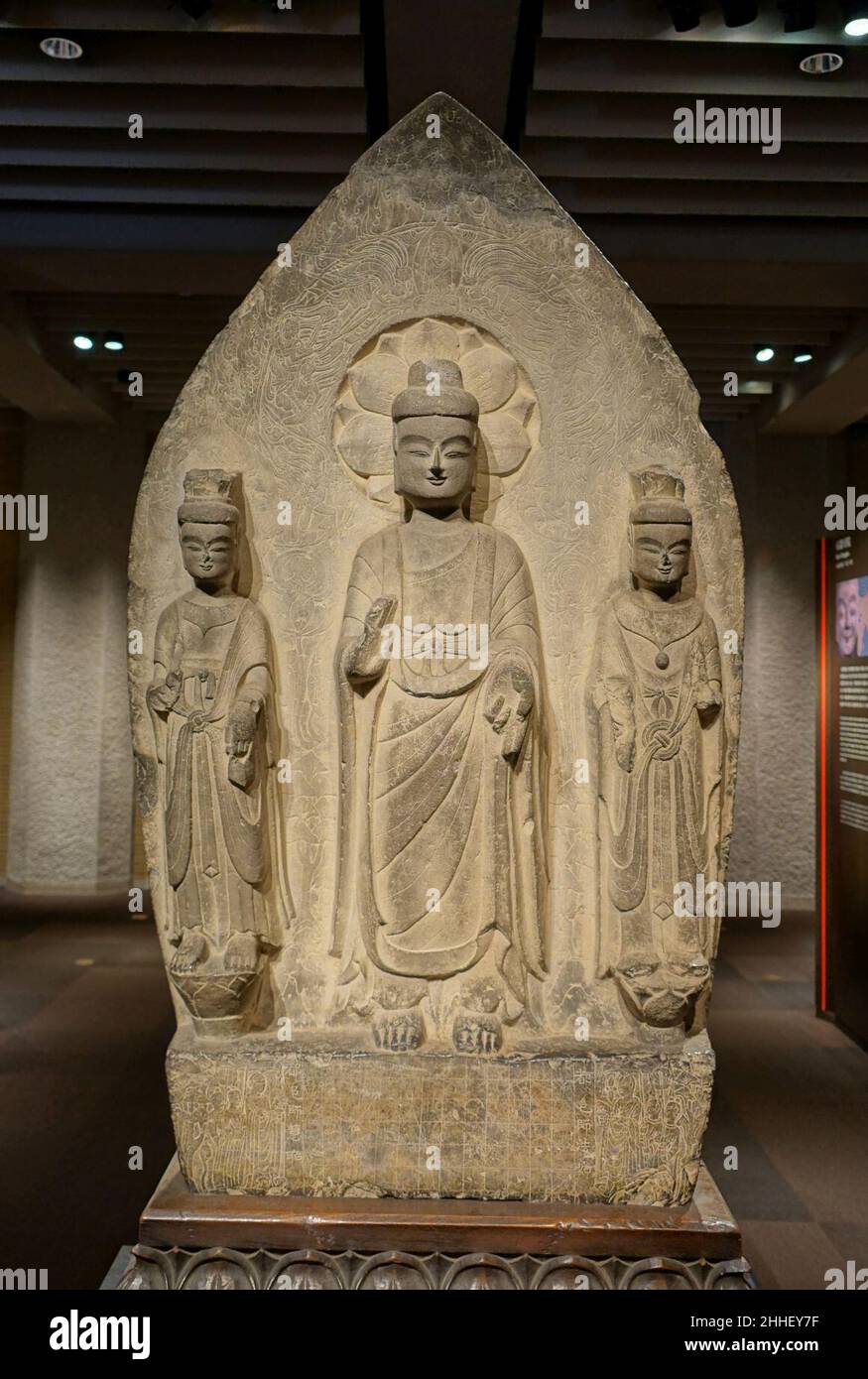 Standing Buddha triad, China, Eastern Wei dynasty, 500s AD, limestone ...