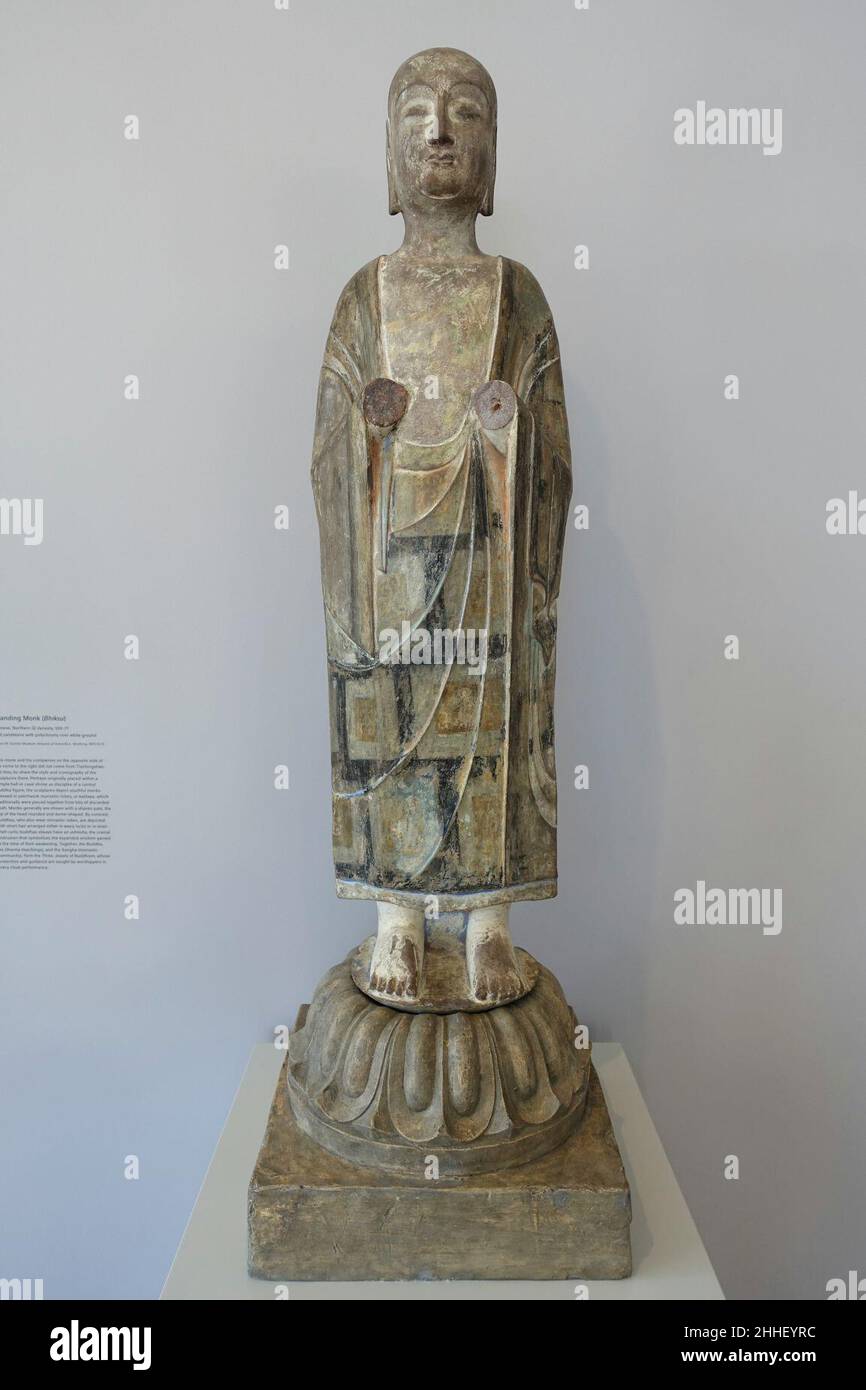 Standing Monk (bhiksu), 2 of 2, China, Northern Qi dynasty, 550-577 AD ...