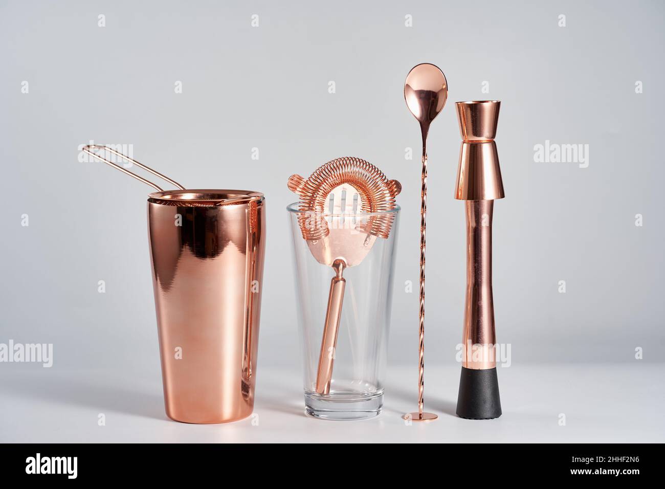 Cocktail preparation utensils set, isolated on white background Stock ...