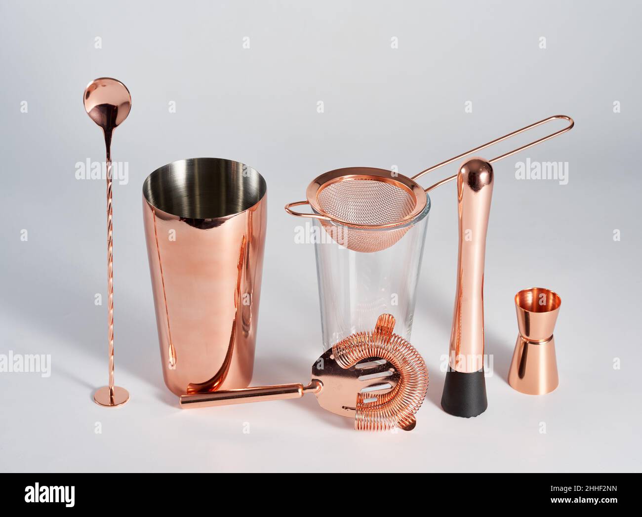 Cocktail preparation utensils set, isolated on white background Stock ...