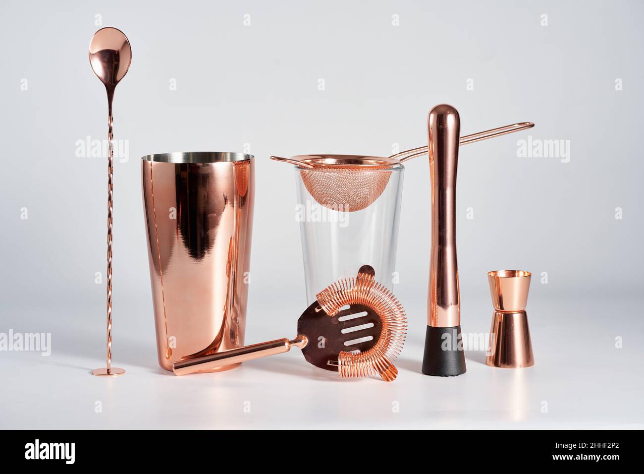 Cocktail preparation utensils set, isolated on white background Stock ...