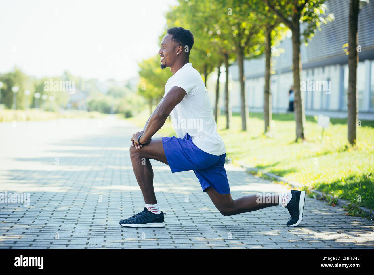 Man stretching in the morning hi-res stock photography and images - Alamy
